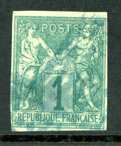 France 1877 Colonies General Issues 1¢ Imperf Type 1 Scott #24 VFU L107 ...