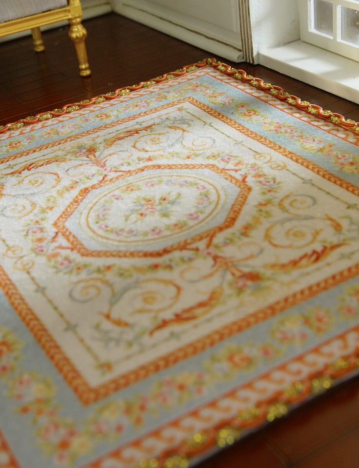 Miniature Elegant Pastel Blue Victorian Beautiful Rose Swirls Dollhouse ...