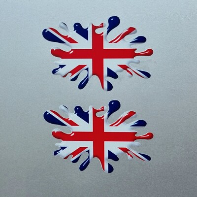 2x Small UK British Flag Splat Vinyl Sticker Decal For Car Van Window ...