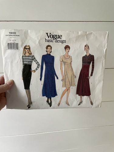 Vogue basic design Dress Pattern 1900 sz 14,16,18 Uncut | eBay