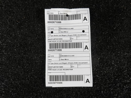 MERCEDES E CLASS Power Door Mirror Front Left LH White A2138104501 2017 ...