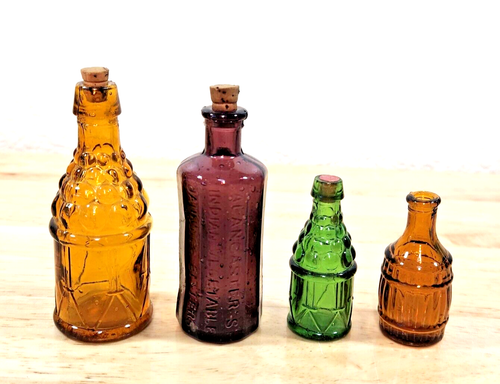 Lot of 4 Vintage Replica Miniature Wheaton Glass Bottles w/ 3” Bitters ...