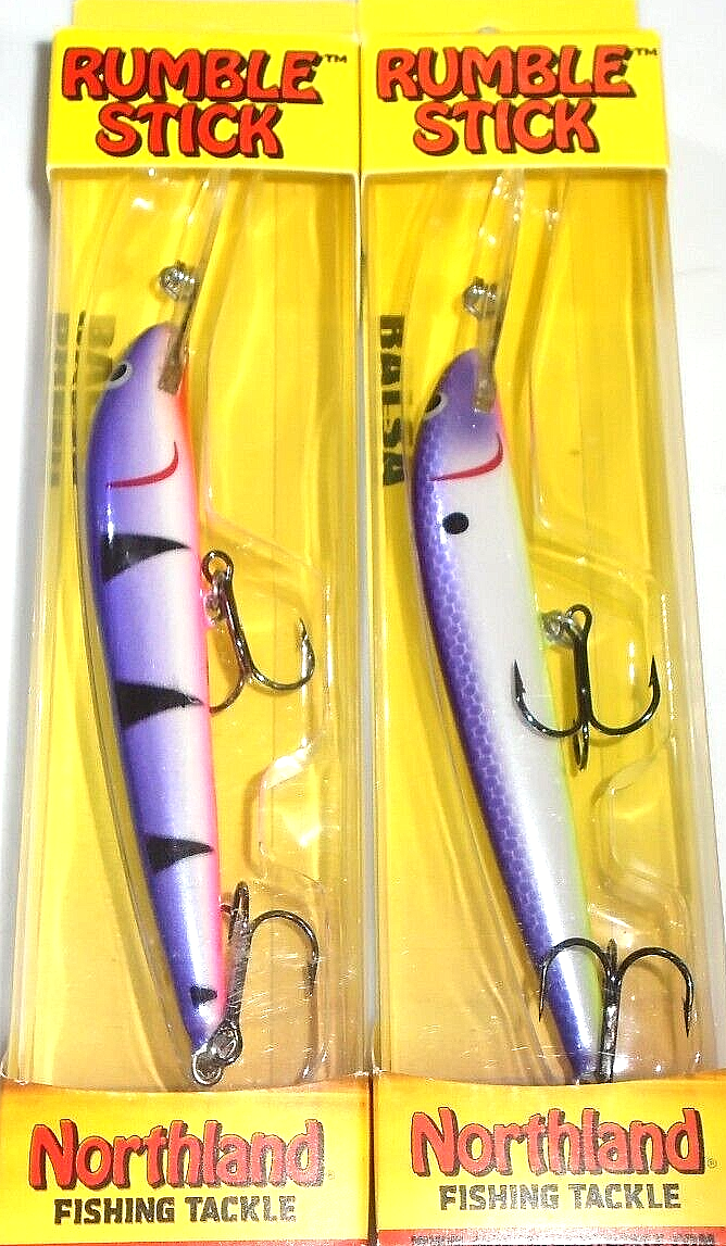 Northland Tackle RST4 Balsa Rumble Stick Crankbait (Lot of 2-Purp Tiger ...