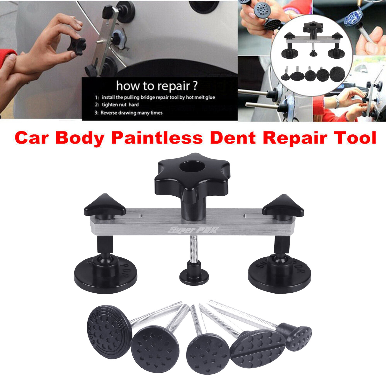 Super PDR Paintless Dent Repair Tools Hail Damage Remover Body Dent ...