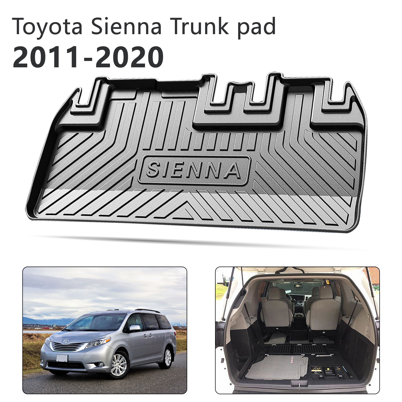 All Weather Rear Trunk Mat for 2011-2020 Toyota SIENNA Cargo Liner ...