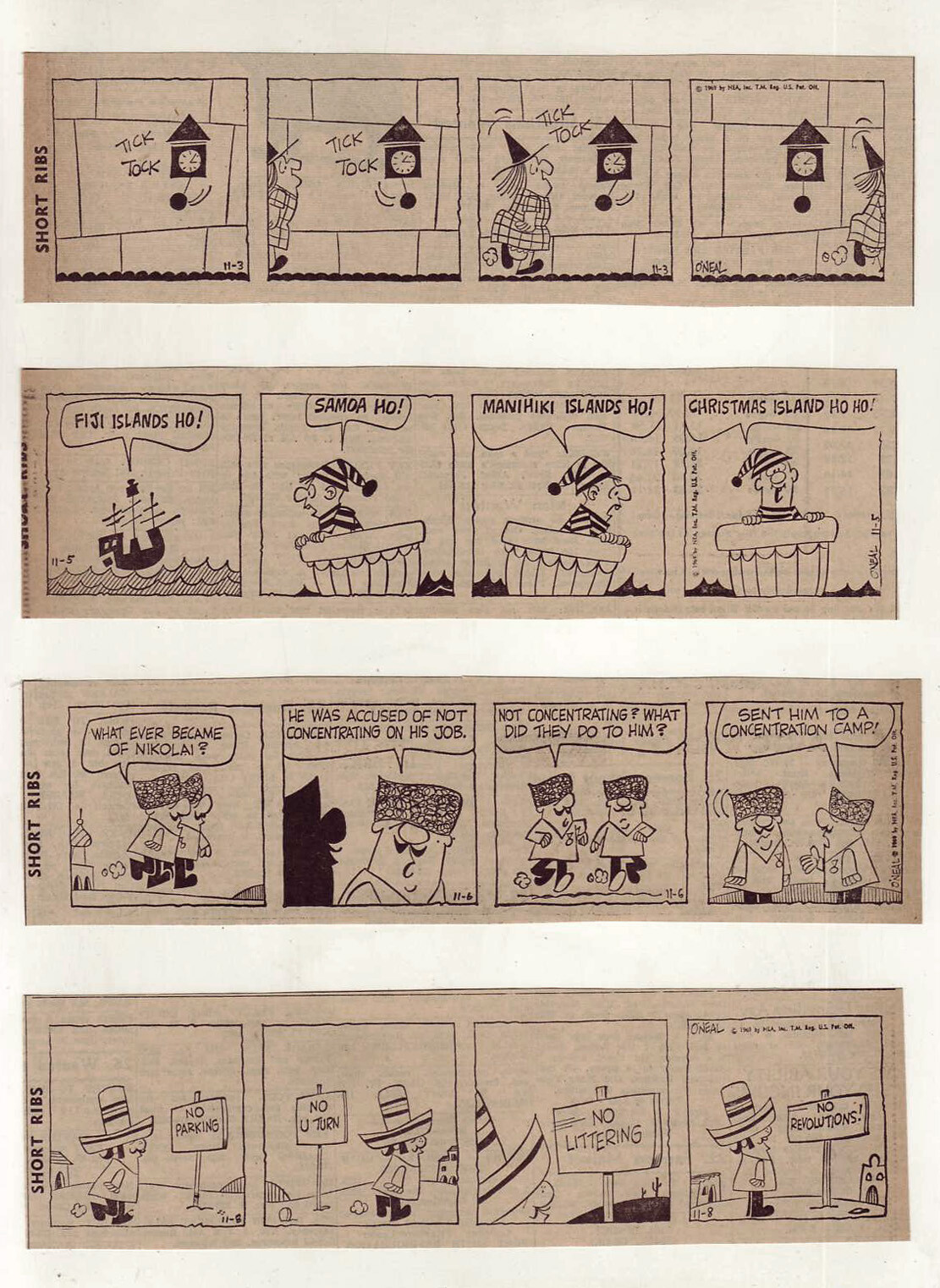 Short Ribs by Frank O'Neal - 19 daily comic strips from November 1969 ...