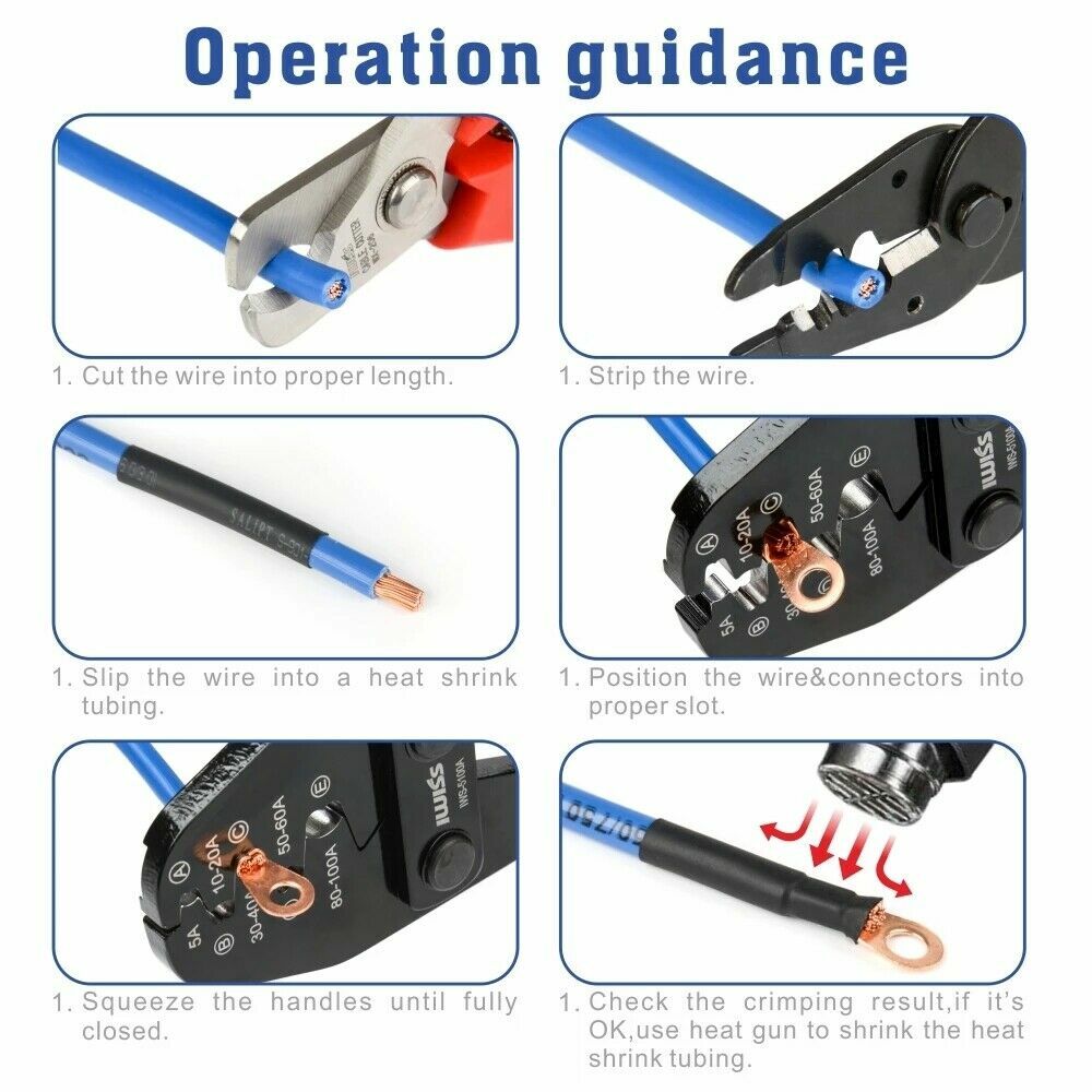 IWS-5100A Battery Lugs Open Barrel Connectors Crimping Tool + Open ...