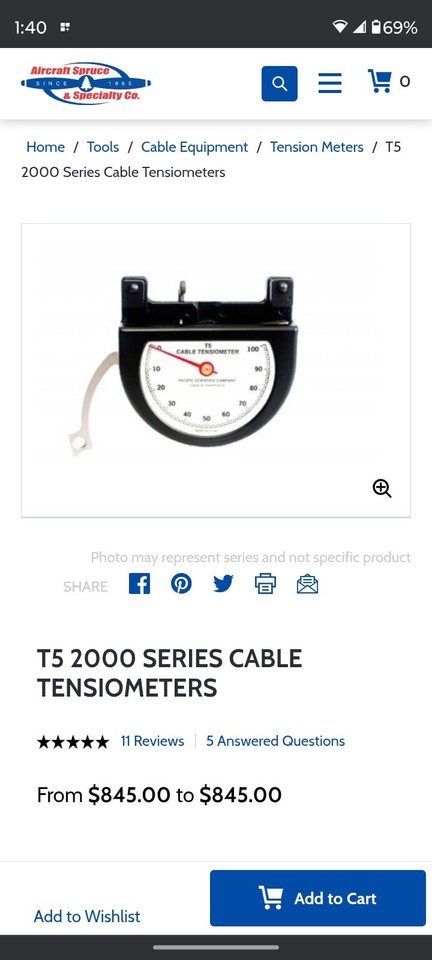 PACIFIC SCIENTIFIC T5 AIRCRAFT CABLE TENSIOMETER RISER #2 ATTACHMENT ...