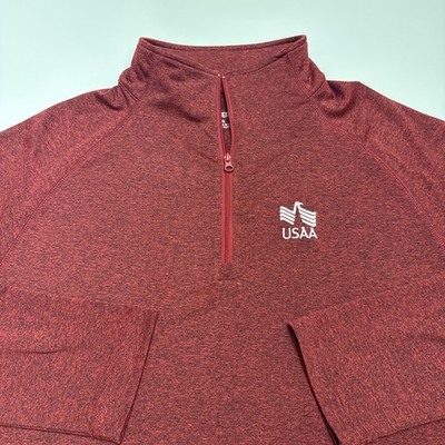 USAA Employee Uniform Long Sleeve 1/4 Zip Shirt Red Sz XL | eBay