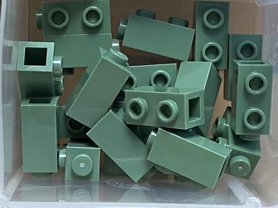 LEGO Parts - Sand Green Brick 1 x 1 x 2 Side Studs - No 32952 - QTY 20 ...