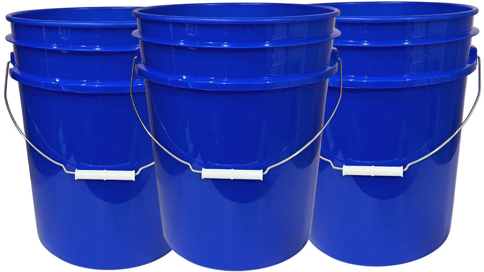 5 Gallon Blue Food Grade Plastic Bucket Pail with Easy on Lid ( Pack of ...
