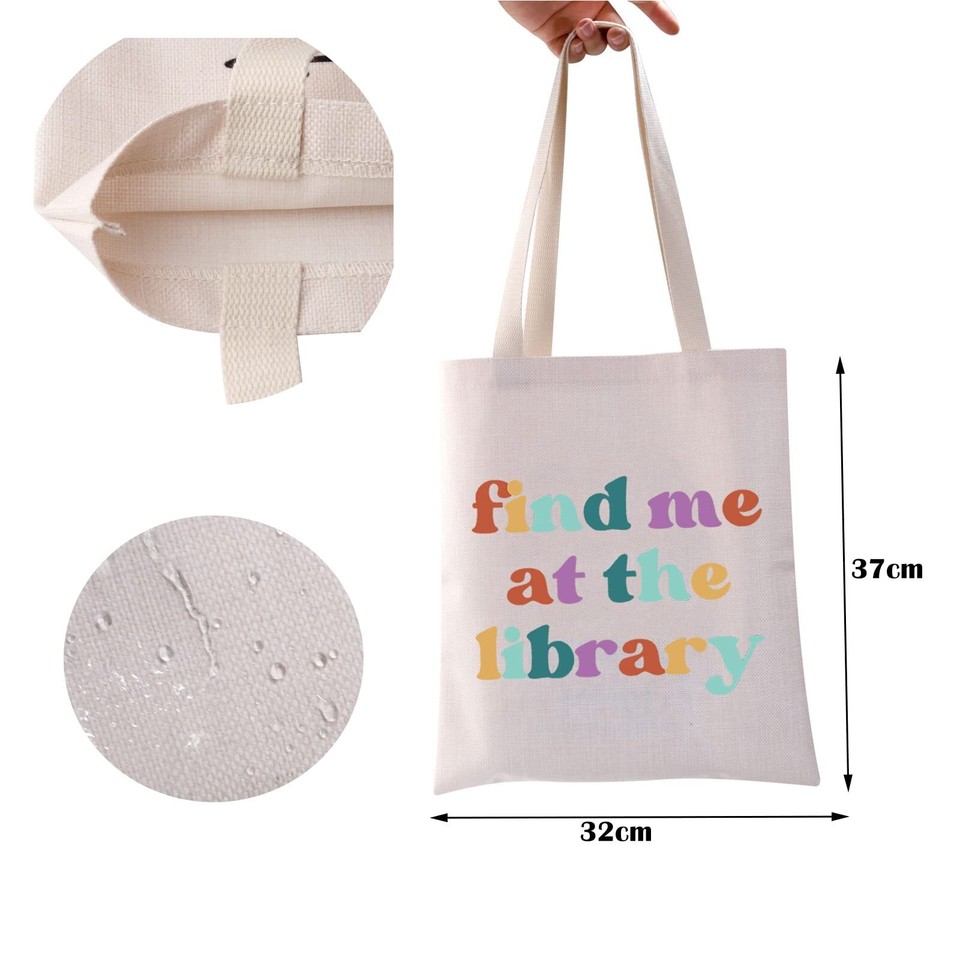 Book Lover Tote Bag Find Me At The Library Reusable Grocery Shopping ...