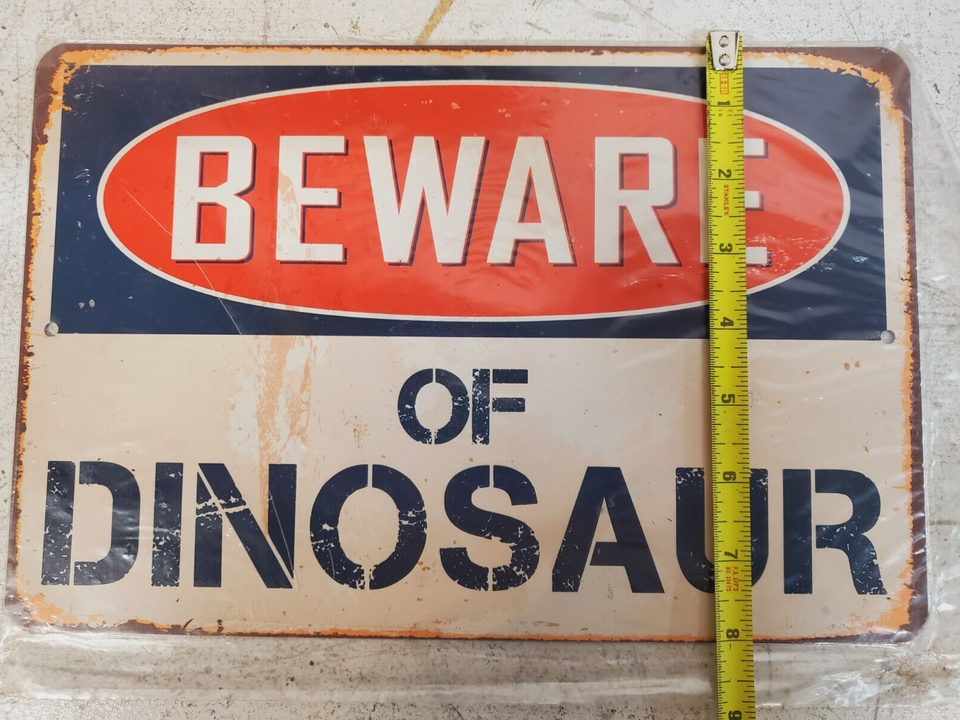 4 Qty Beware of Dinosaur Chic Rustic Retro Signs 8"x12" (4 Qty) | eBay UK