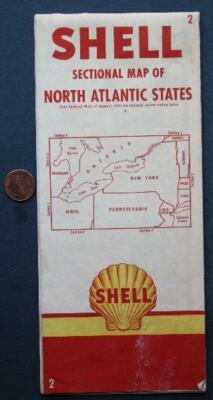 1960s Shell Oil Gas service station North Atlantic States giveaway map ...