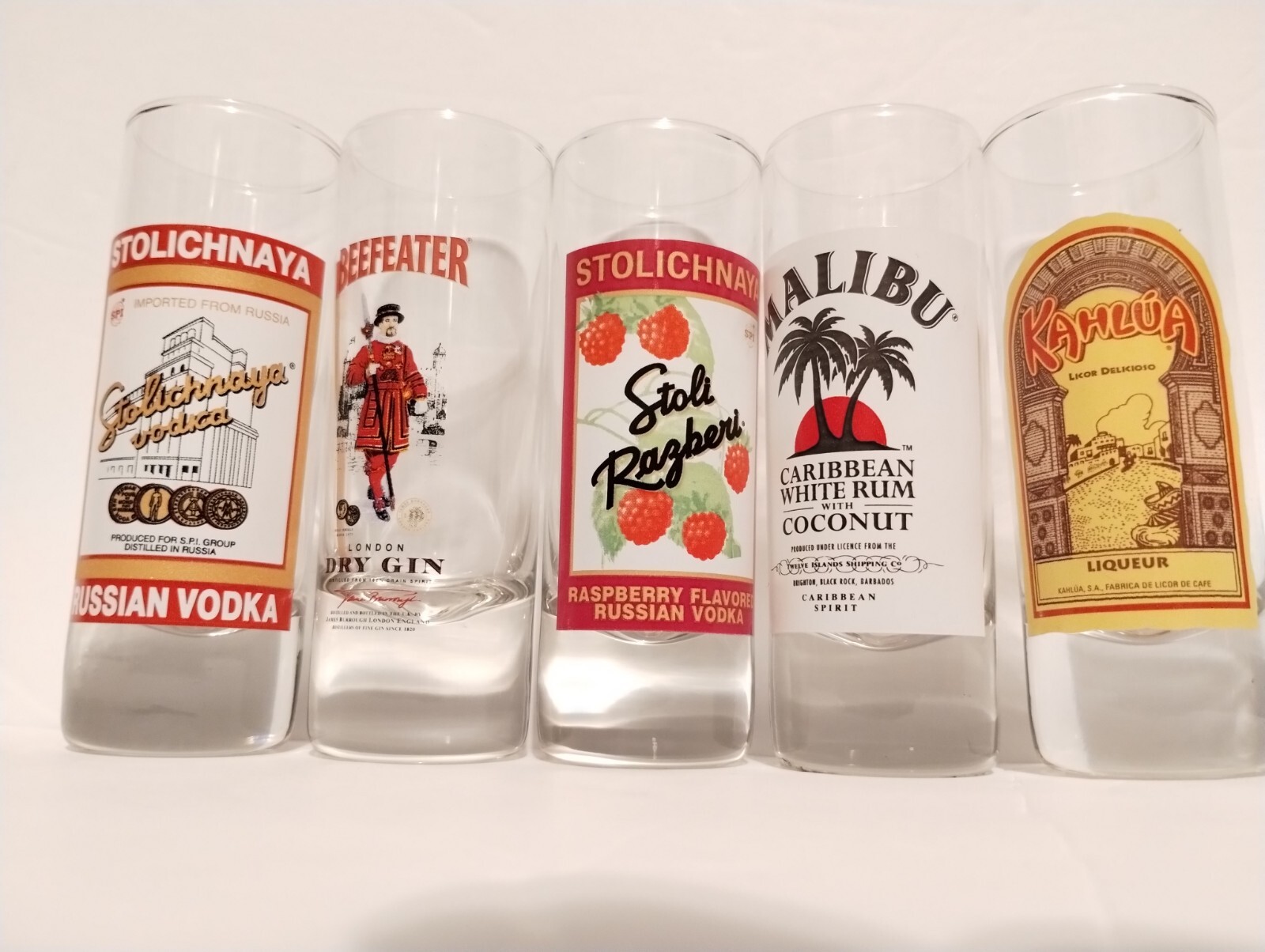 LUMINARC Shot Glasses 5 Each 2oz Shooters Stoli Beefeater Kahlua Malibu ...