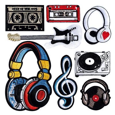 8 Pcs Iron on Patches for Jackets Hip hop Music Series Embroidery Patch ...