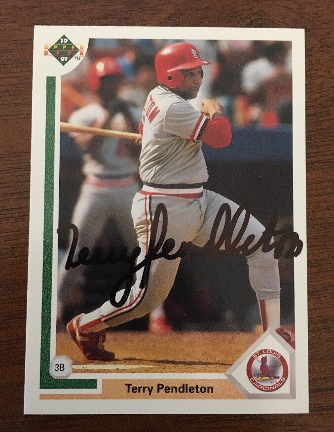 TERRY PENDLETON 1991 UPPER DECK AUTOGRAPHED SIGNED AUTO BASEBALL CARD ...