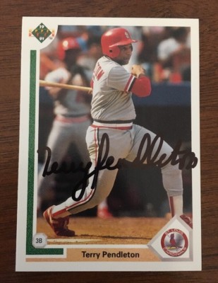 TERRY PENDLETON 1991 UPPER DECK AUTOGRAPHED SIGNED AUTO BASEBALL CARD ...