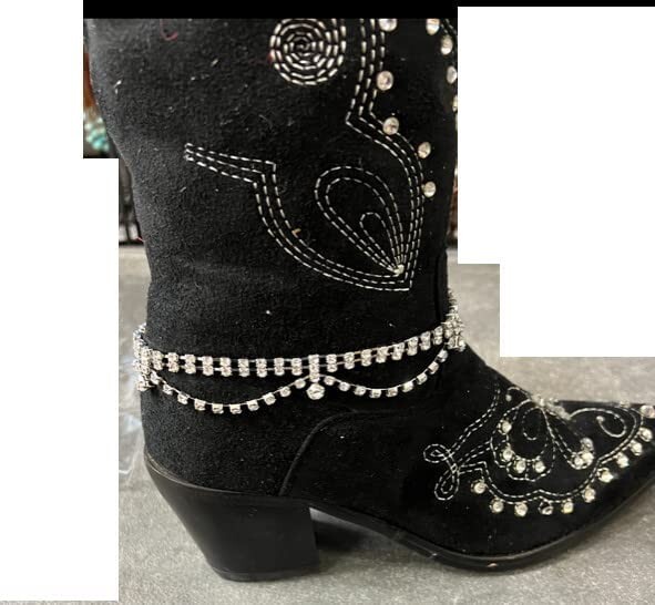 Boot Chain Jewelry Anklet Bracelet Crystals Rhinestones Wavy Twisted ...