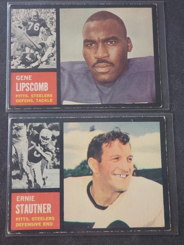 GENE LIPSCOMB/ERNIE STAUTNER 2-CARD VINTAGE LOT 1962 Topps PITTSBURGH ...