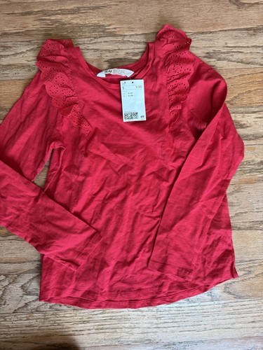 NWT H&M Girls Red Ruffle Shirt Size 8-10 | eBay