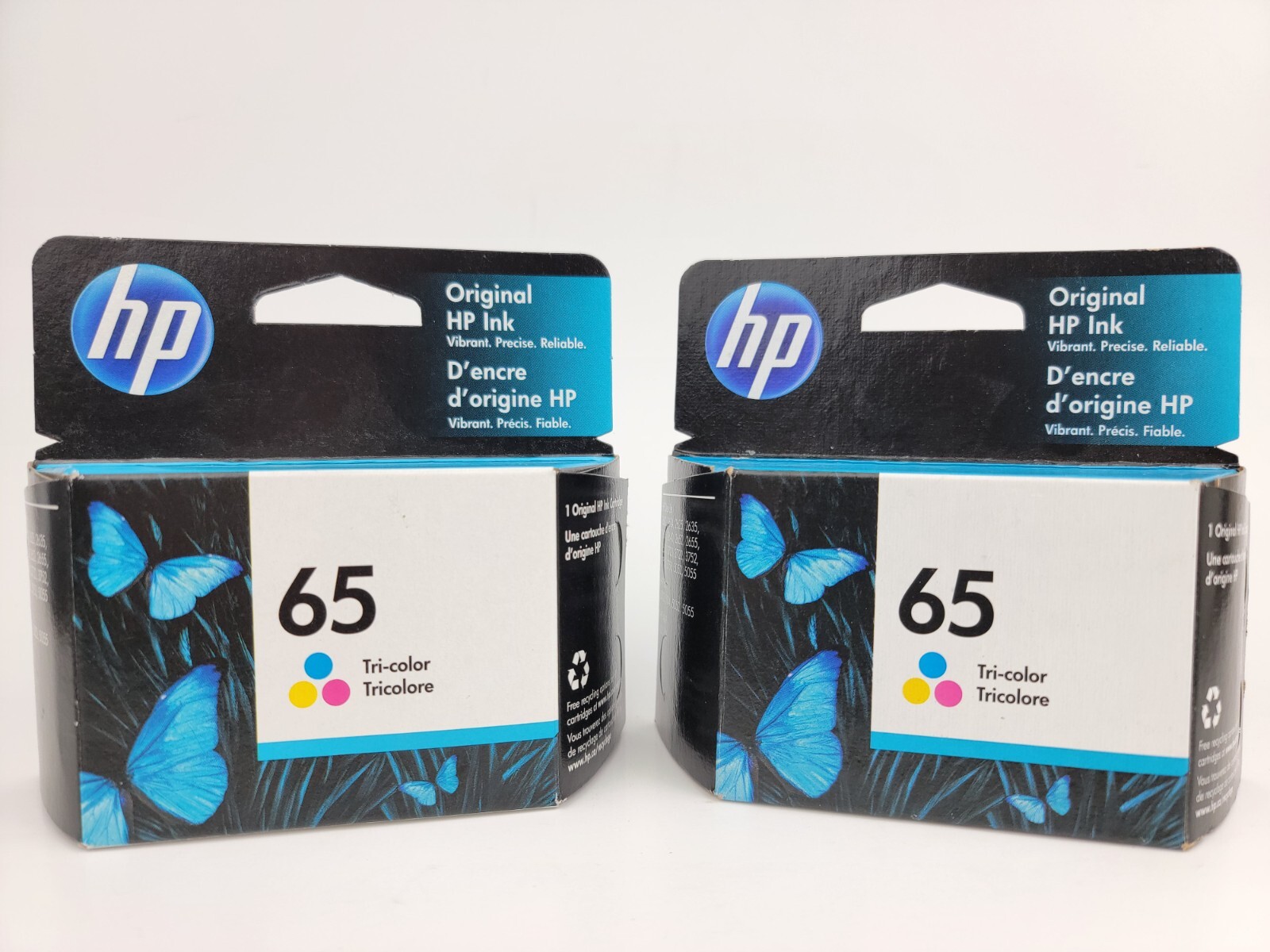 NEW 2x HP 65 Tri-Color Ink Cartridge N9K01AN Warranty Ends 11/22 ...