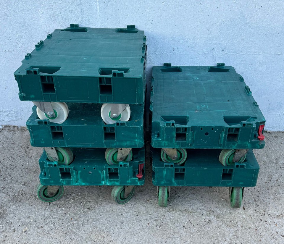 Heavy Duty Wheeled 600 x 400mm Tote Crate Dolly 250kg Warehouse Skate ...