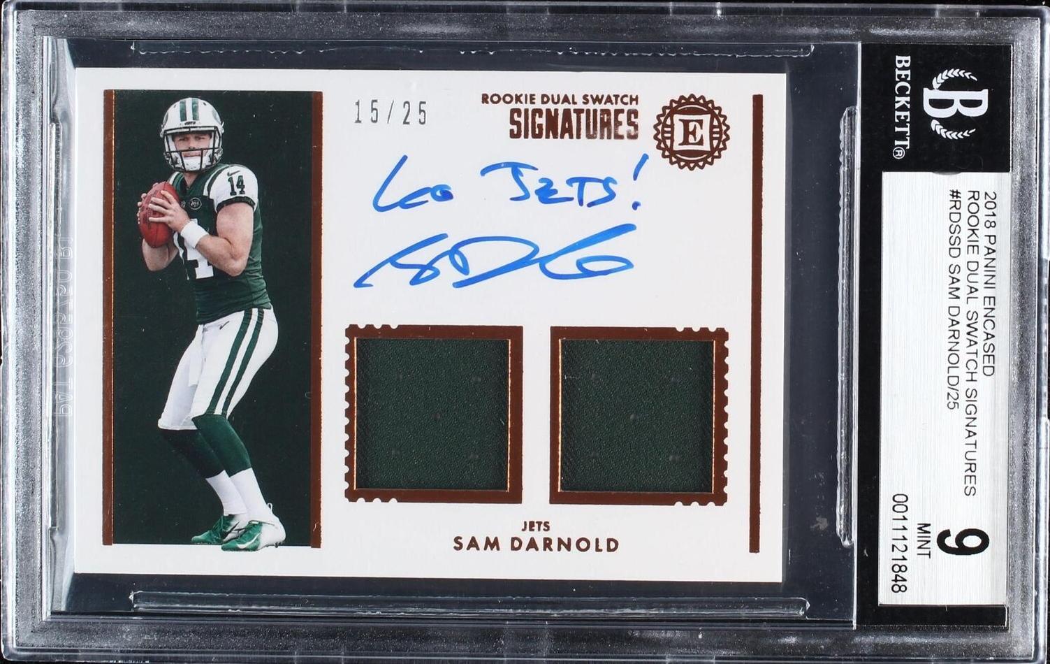 2018 Panini Encased - Rookie Dual Swatch Signatures Sam Darnold #RDS-SD ...