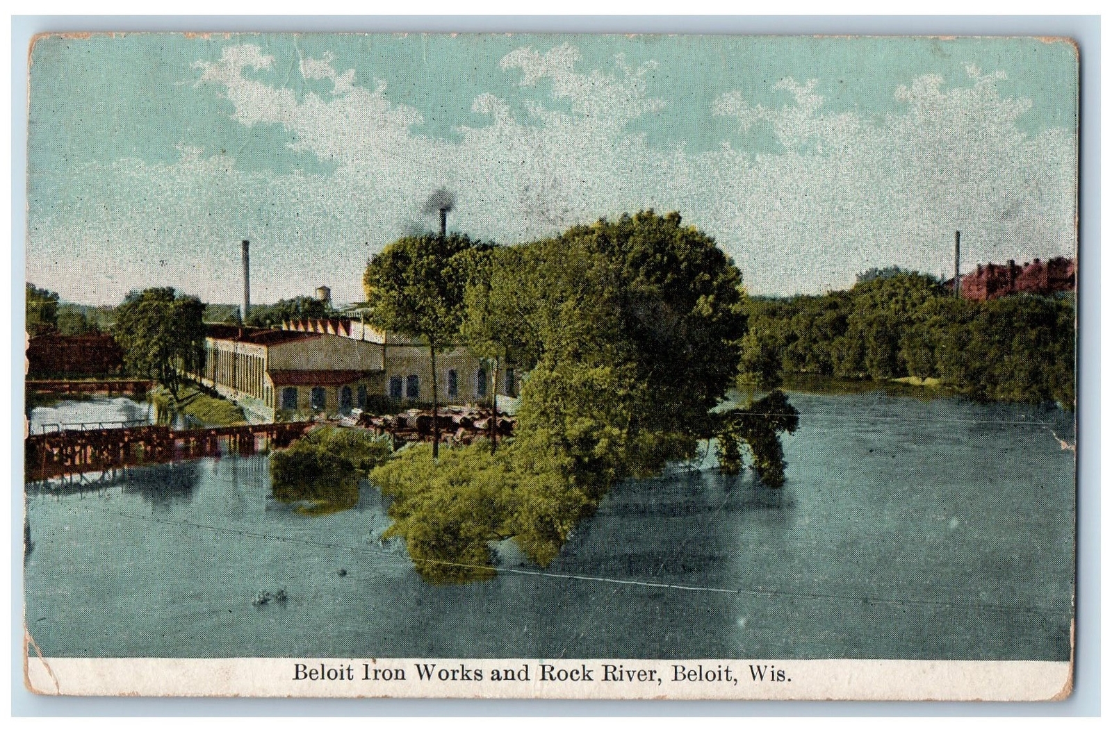 Beloit Wisconsin WI Postcard Beloit Iron Works And Rock River Scene ...