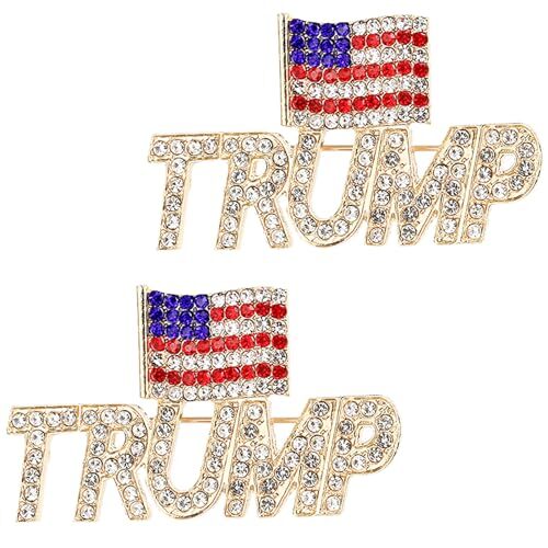 Trump Pin - Trump Maga Merchandise Crystal Trump Brooch with US Flag ...