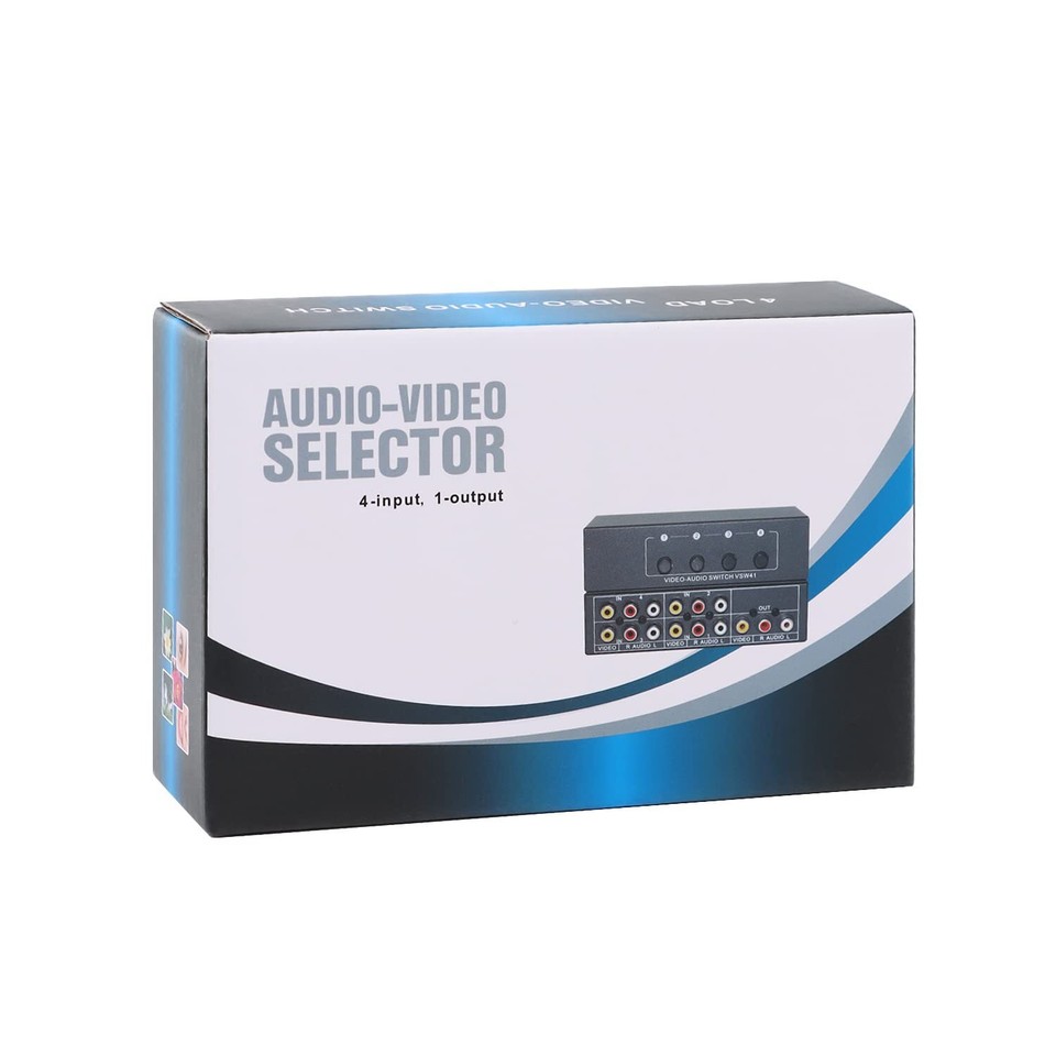 4 in 2 Out Composite AV Switcher 3 RCA Video Audio Switch Box Selector ...