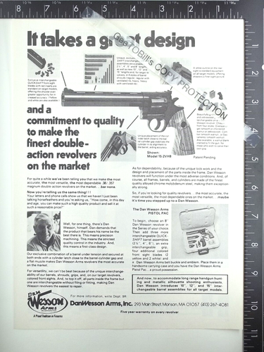 1977 ADVERTISEMENT AD for Dan Wesson Arms .357 Magnum .38 15-2V H8 gun ...