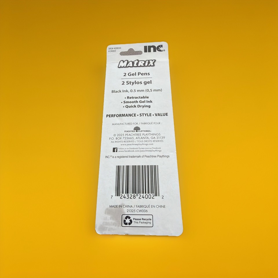 Inc. Matrix Black Ink Gel Pens Silicone, Grip, Spring Loaded, Clip ...