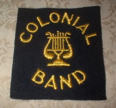 VINTAGE ANTIQUE COLONIAL BAND MUSIC SYMBOL EMBROIDERED EMBLEM FELT ...
