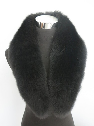100% Real fox fur collar/ neck wrap/scarf /women jacket collar black ...