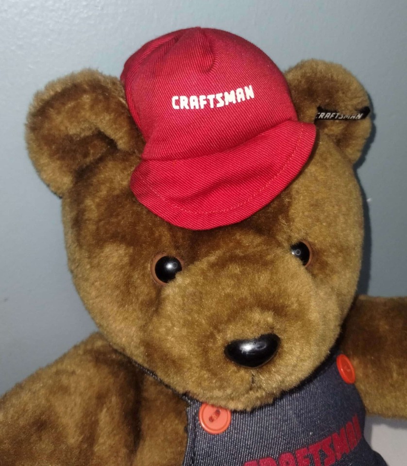 Vintage Sears Craftsman Tools Plush Brown Teddy Bear Toy 14" Carpenter ...
