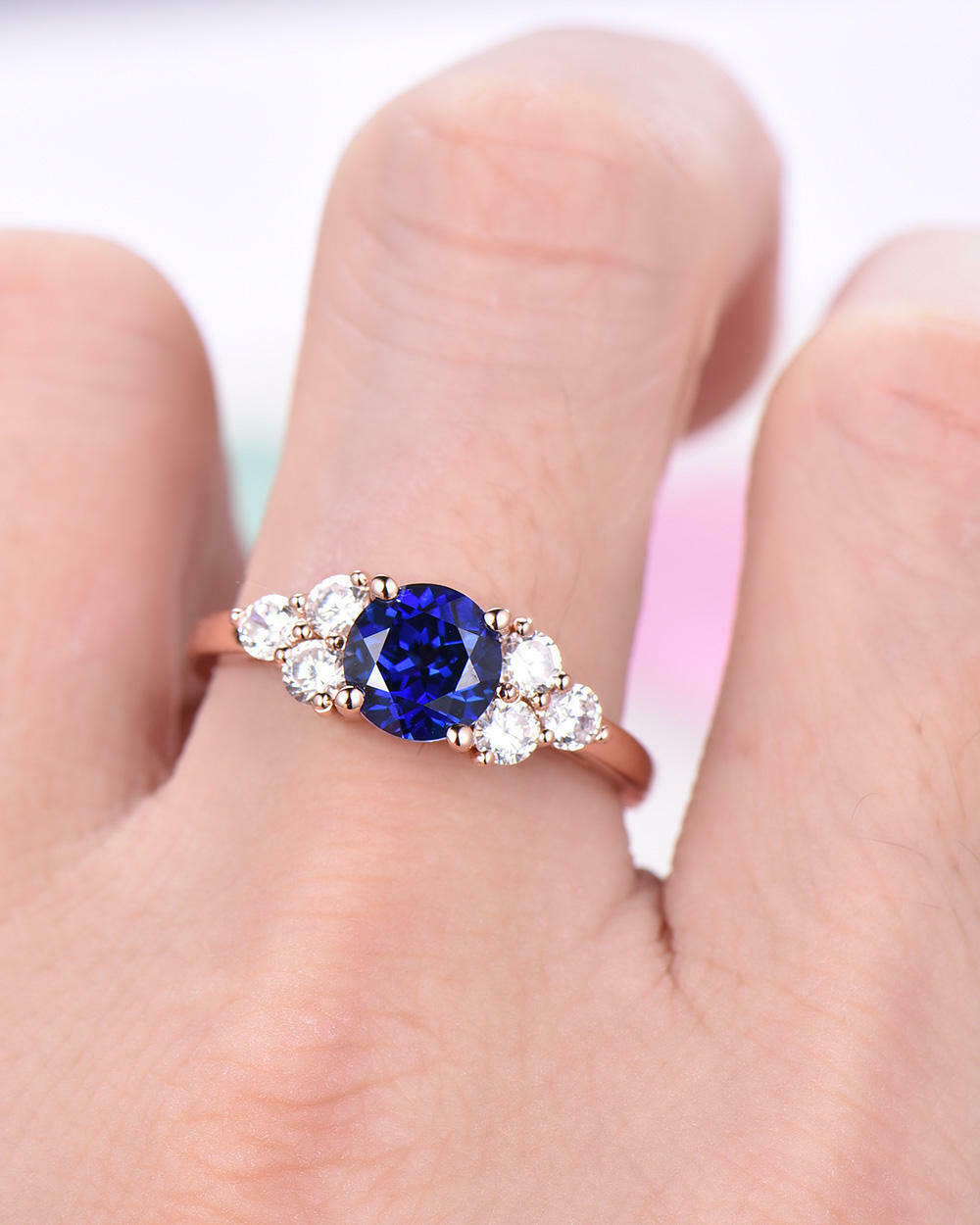 3ct Lab-Created Sapphire Engagement Ring 14k Rose Gold Plated ...