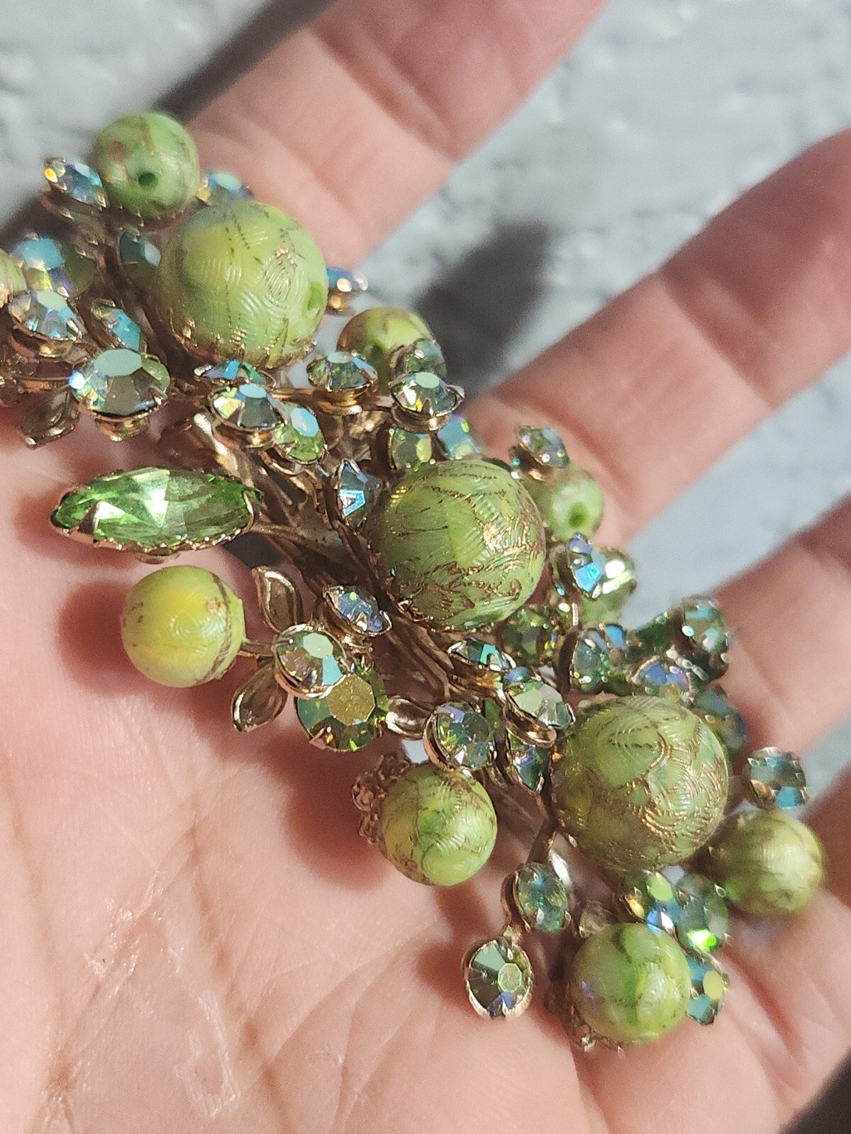 Vintage 60s Rhinestone Pin Brooch Big - Gem