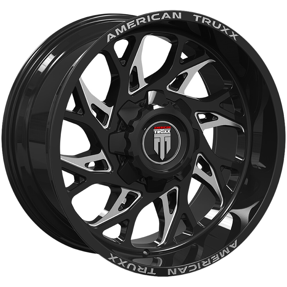 (4) American Truxx AT1913 Destiny 24x14 8x6.5" -76mm Black/Milled ...