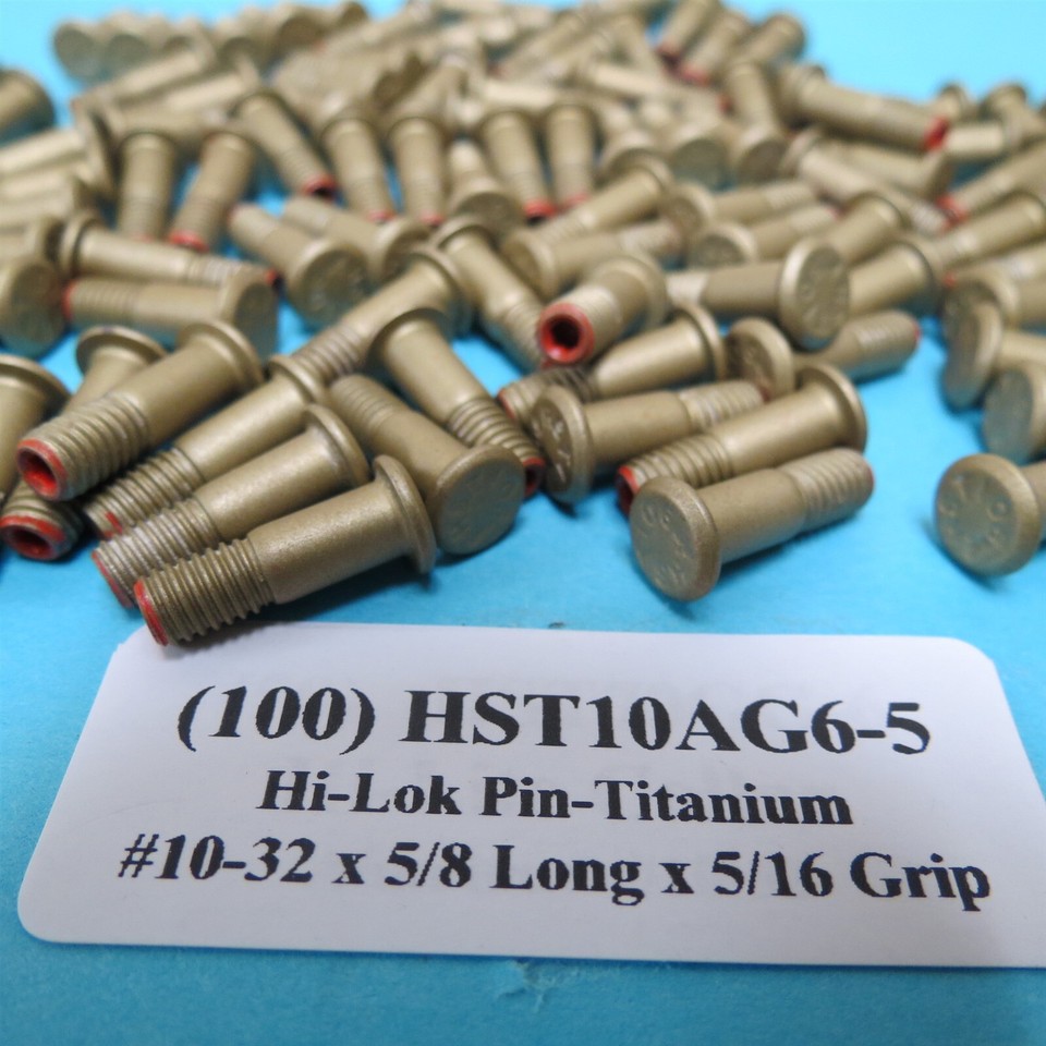 (100) Titanium #10-32 x 5/8 Long 5/16 Grip Hi-Lok Aerospace Pin Bolt ...