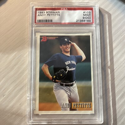 Misprint! RARE ANDY PETTITTE 1993 BOWMAN ROOKIE RC YANKEES PSA 9(OC ...