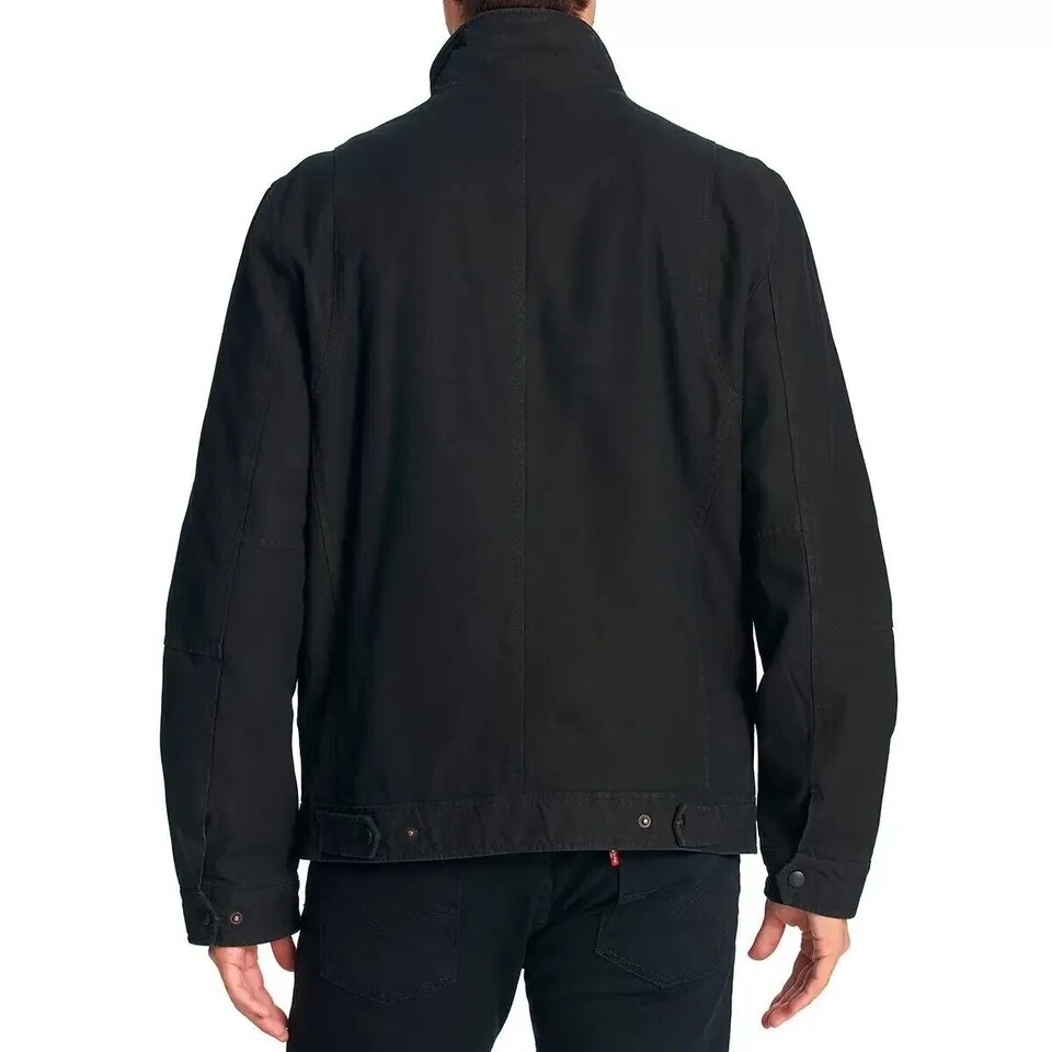 Levi’s Men’s Black Cotton Twill Jacket with Quilted Insulated Liner ...