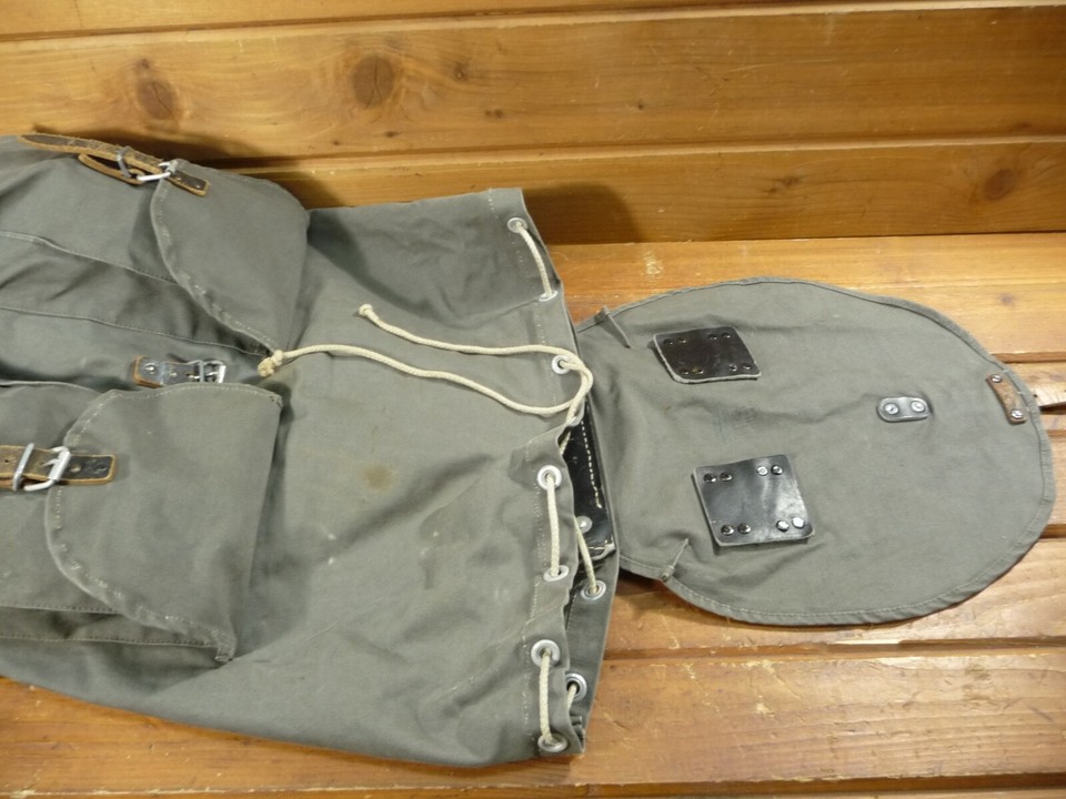 Vintage Military German Army Rucksack Backpack Canvas and Leather ...