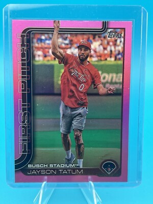 Jayson Tatum 2025 Topps Seris 1 First Pitch PINK SP FOIL Cardinals ...