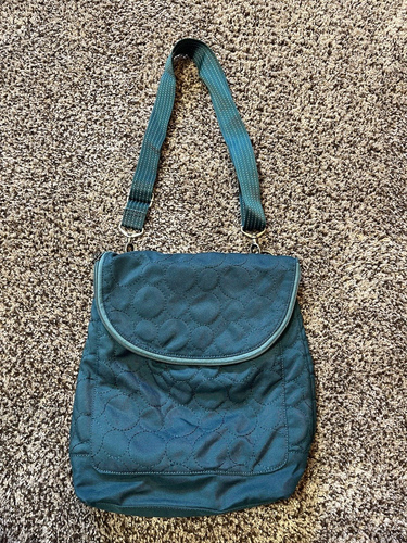 Thirty One Convertible Teal Crossbody Bag Backpack Tote-Quilted Dot ...