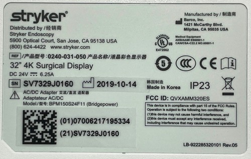0240-031-050 Stryker 32" 4k Surgical Display for sale online | eBay