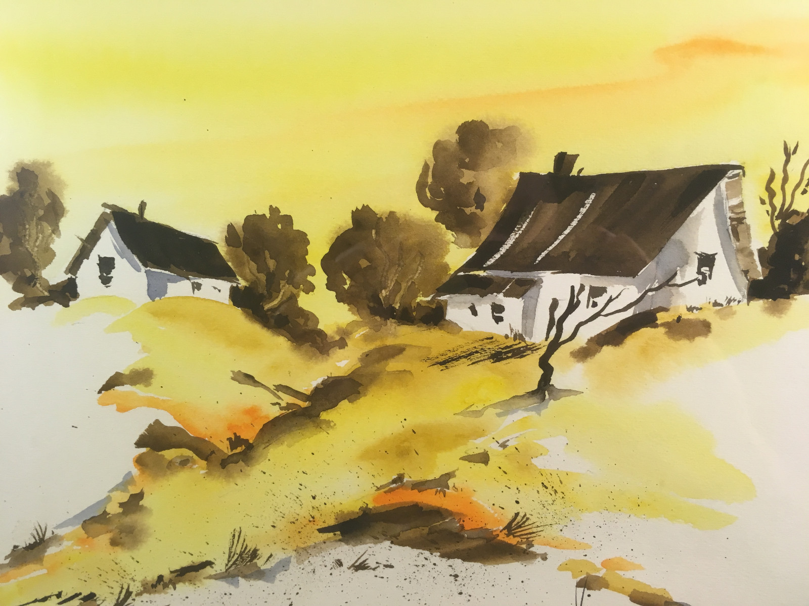 VIRGINIA DICKEN Original Vintage Landscape Watercolor Painting / Signed ...