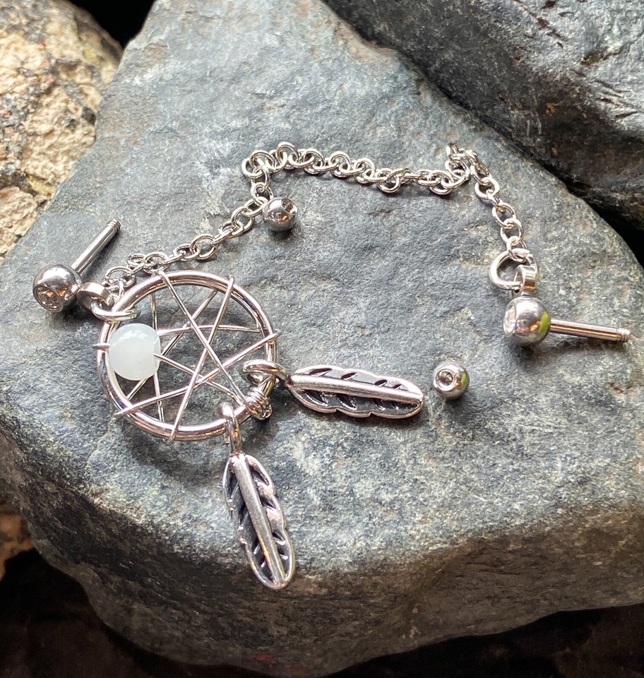 Steel Chain Linked Dream Catcher with Cartilage Tragus Helix Gemmed ...