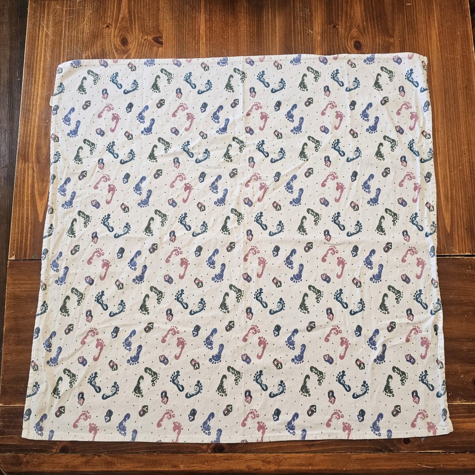 Midline Footprints Hospital Receiving Blanket Baby Cotton Flannel ...