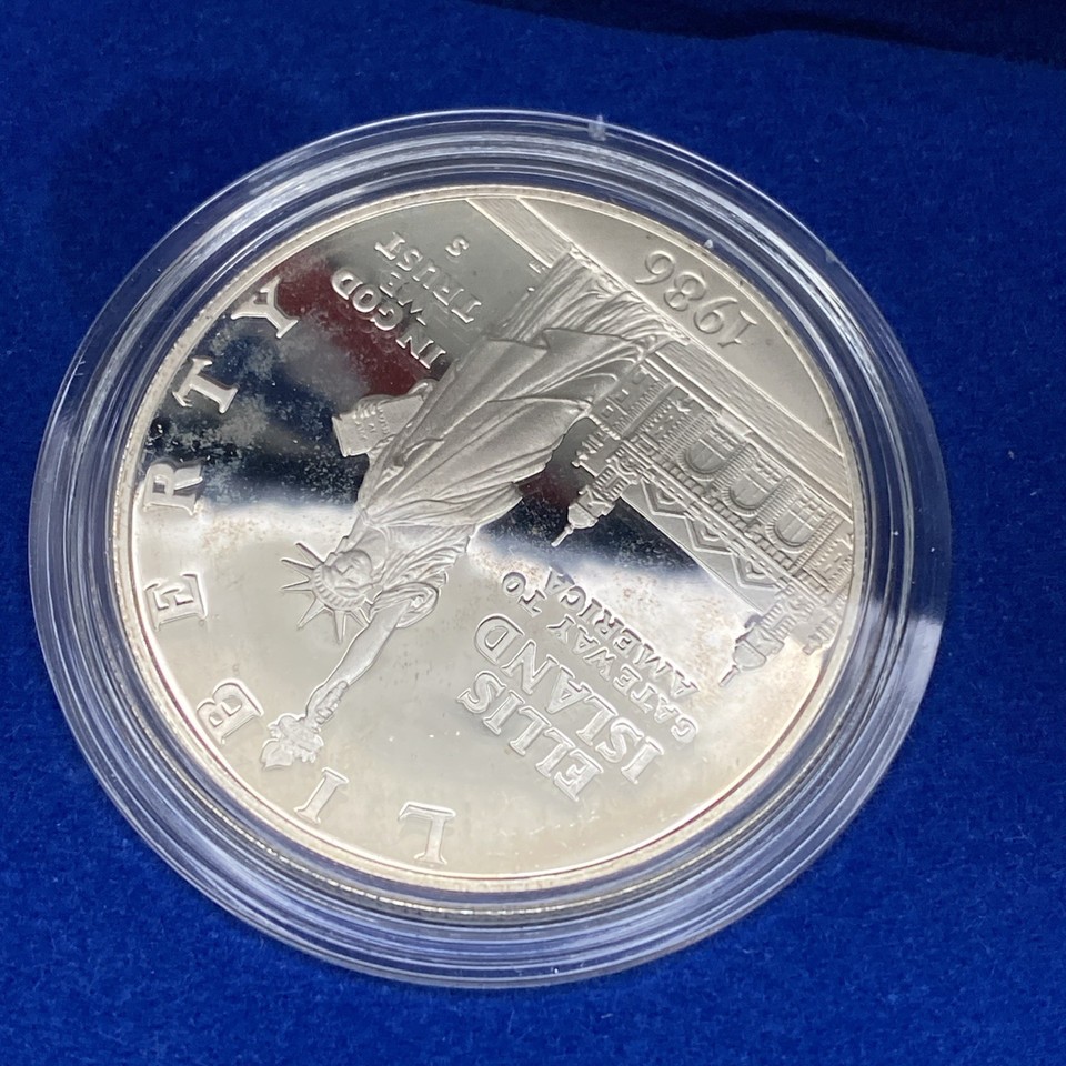 1986-S U.S. Statue of Liberty Ellis Islands 2 Coin Commemorative OGP No ...